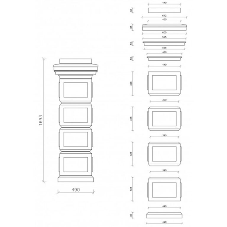 GPI Ionic Gate Pillar | Acanthus Cast Stone
